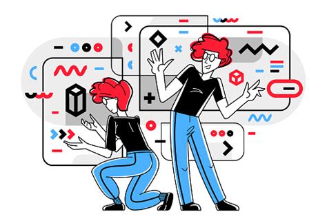 어떤 일을하고 어떤 시스템을 만드는 창조적 인 노동자 영감을받은 독창적 인 디자이너 또는 엔지니어는 추상 요소 벡터 개요 그림을