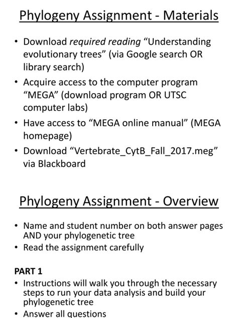 Guide To Constructing And Analyzing Phylogenetic Trees Using The Mega Software Program Pdf