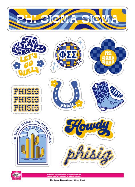 Phi Sigma Sigma Sticker Sheet Western Disco Design Campus Connection Phi Sigma Sigma Sticker Sheet Western Disco Design Campus Connection