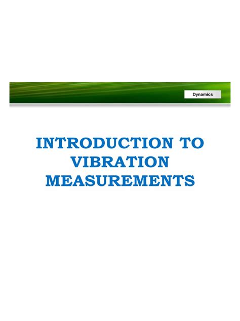 Vibration Measurements Pdf