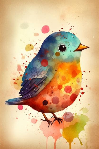 Premium Ai Image A Watercolor Painting Of A Blue Bird With A Black