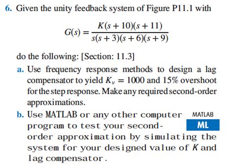 Solved Given The Unity Feedback System Of Figure P111 With