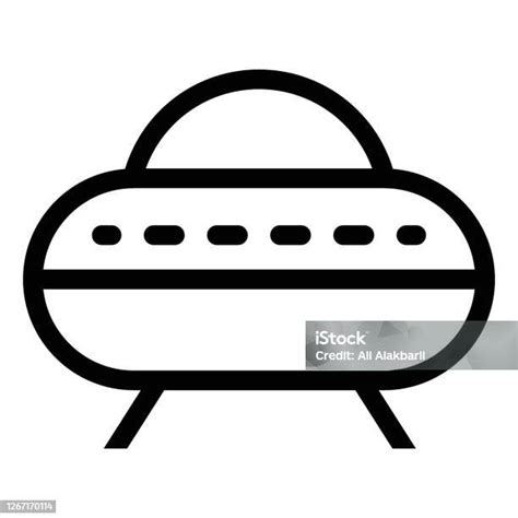 라인 스타일의 Ufo 아이콘입니다 플라잉 접시 아이콘 외계인 우주선 기호 고대 문명에 대한 스톡 벡터 아트 및 기타 이미지 고대 문명 과학 교통수단 Istock