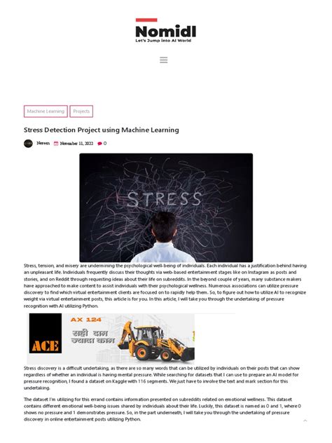 Stress Detection Project Using Machine Learning Pdf Machine Learning Social Media