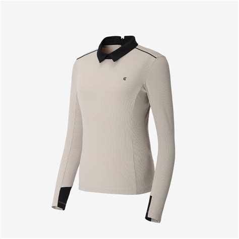 클리브랜드 골프웨어 여성 나일론폴리 골지패턴 쁘띠카라넥 긴팔 골프티셔츠 Cgwts31522wh