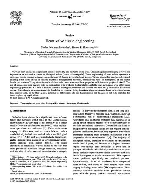 Pdf Heart Valve Tissue Engineering