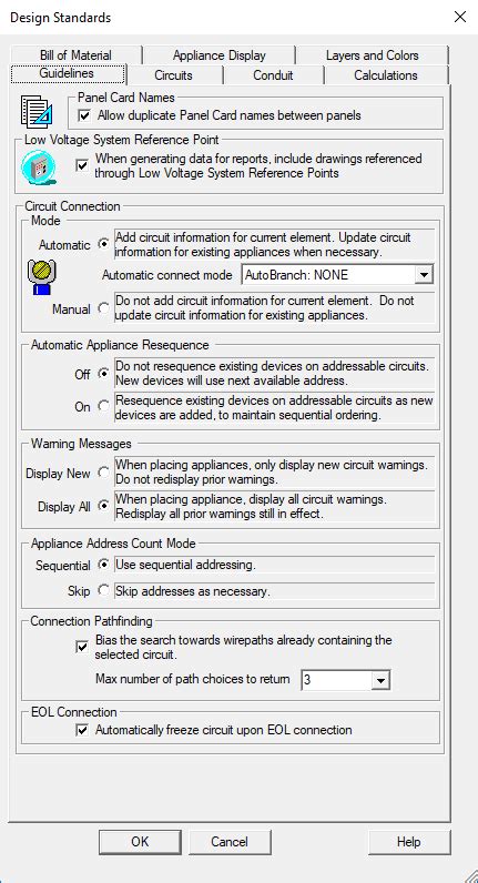 Design Standards Guidelines Tab
