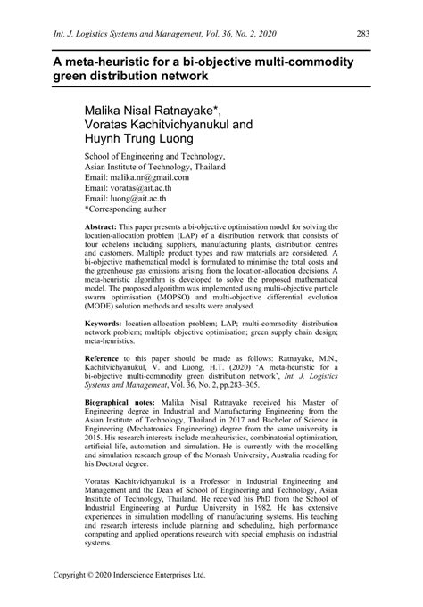 pdf a meta heuristic for a bi objective multi commodity green