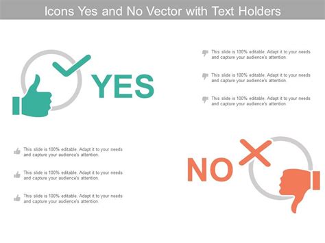 icons yes and no vector with text holders ppt powerpoint presentation