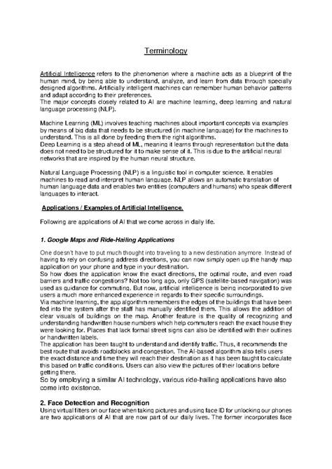 Ai Full Note Ai Notes Terminology Artificial Intelligence Refers To The Phenomenon Where A