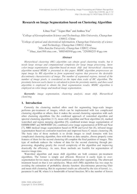 Pdf Research On Image Segmentation Based On Clustering Algorithm · Hierarchical Clustering Hc