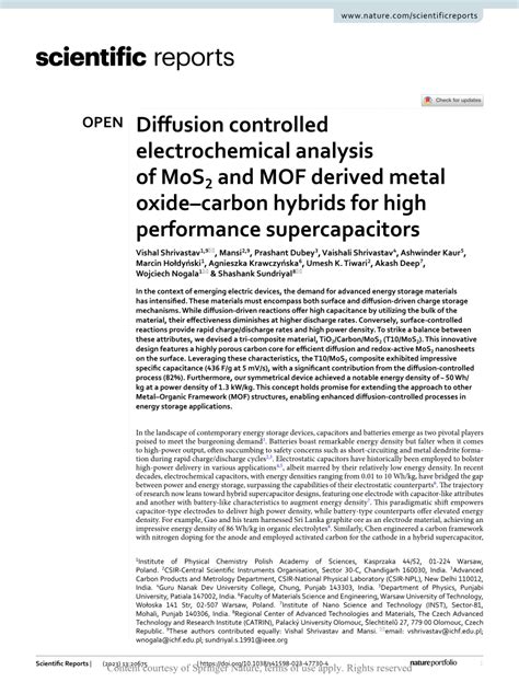 Pdf Diffusion Controlled Electrochemical Analysis Of Mos2 And Mof