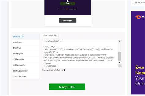 minification html prepostseo twaino