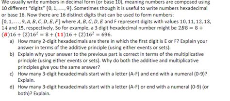 Solved We Usually Write Numbers In Decimal Form Or Base Chegg Com