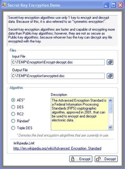 Secret Key Encryption Demo Codeproject