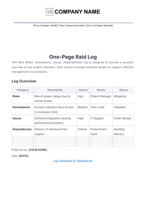 Free One Page Raid Log Template To Edit Online
