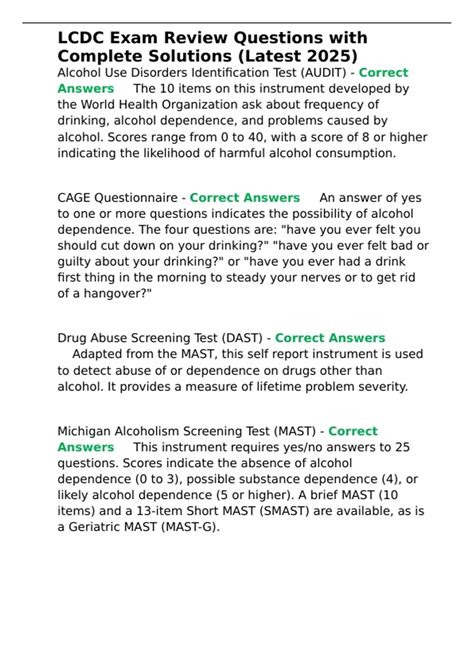 LCDC Exam Review Questions With Complete Solutions Latest 2025 LCDC Exm Stuvia US