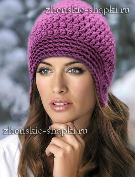Вязание женской шапки с ушками на зиму 2016 2017 Повязка на голову крючком Вязаные шапки