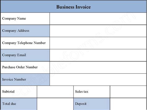 Business Invoice Form Editable Pdf Forms