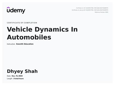 Recently Completed The Beginner Course On Vehicle Dynamics In
