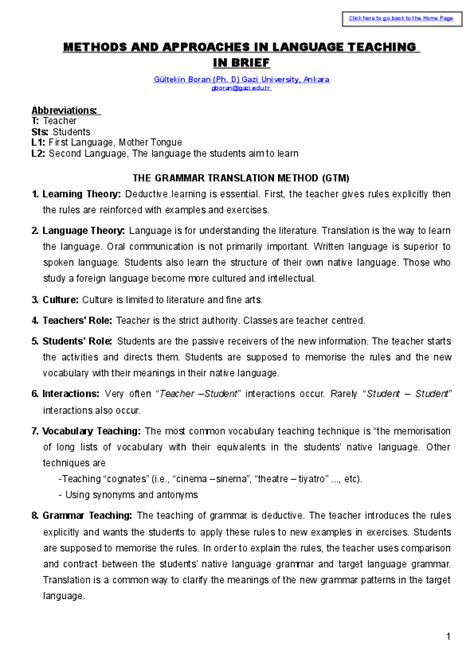Doc Methods And Approaches In Language Teaching In Brief