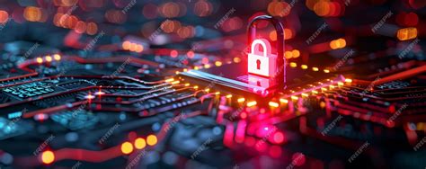 Cybersecurity Concept Mitigating Risks With Digital Lock On Circuit