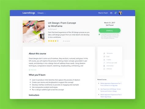 online course course detail web app design app design inspiration