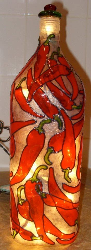 Chili Peppers Decor Handmade Glass Bottle Crafts
