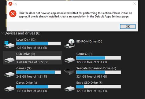 No Application Associated Error When Opening Usb Drive Solved Windows 10 Forums