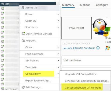 Как обновить версию виртуальной машины Esxi Настройка серверов Windows и Linux