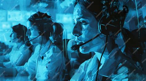 Premium Photo Focused Team In Command Center Monitoring Data On