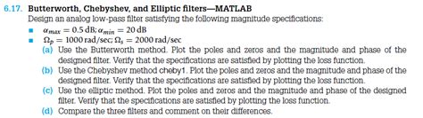 Solved 7 Butterworth Chebyshev And Elliptic