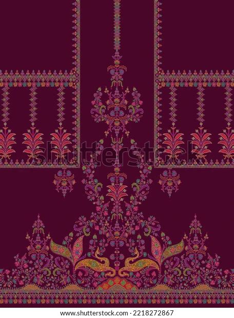 Textile Design Digital Border Motif Stock Illustration 2218272867