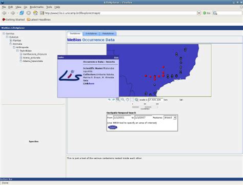 screen copy of the visualization tool using wfs and wms service