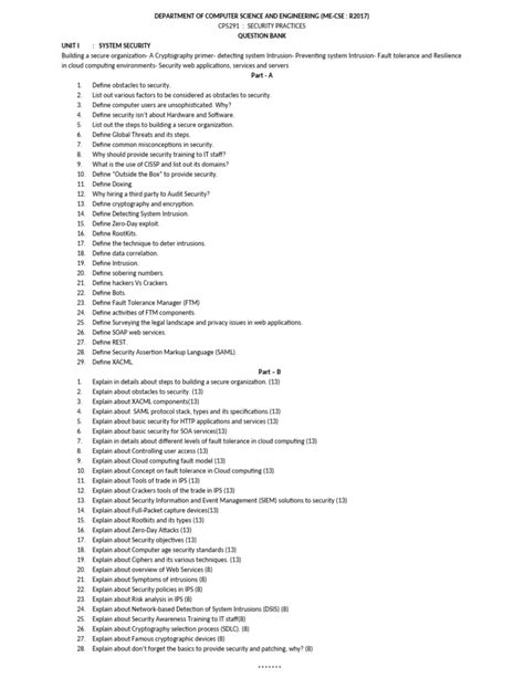 Cp5291 Security Practices Unit I Pdf Security Computer Security
