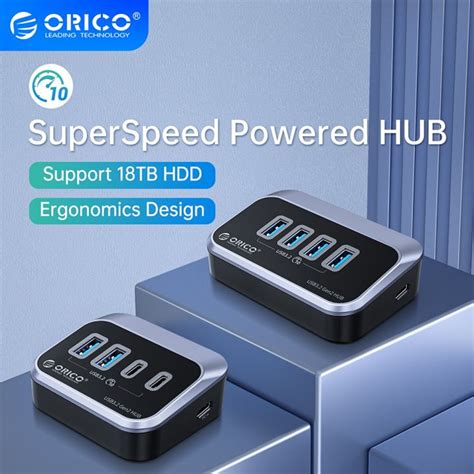 Orico Abs 10gbps Usb3 2 Hub Superspeed Type C Splitter Otg Adapter With Usb C Power Supply Port