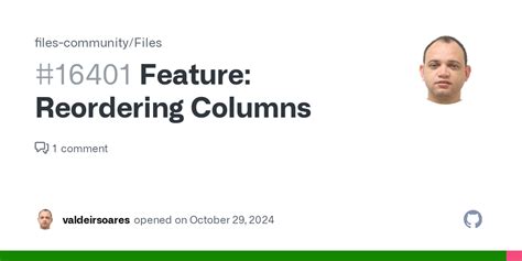 Feature Reordering Columns · Issue 16401 · Files Communityfiles · Github