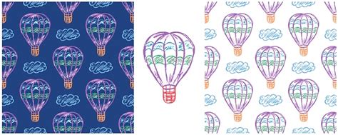 왁스 크레용으로 그림을 설정하십시오 천 디자인 섬유 직물 벽지 포장지 인쇄 Ballooning Festival에 대한 스톡 벡터 아트 및 기타 이미지 Ballooning