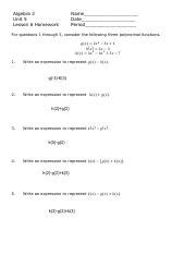 Algebra Polynomial Function Expressions And Operations Course Hero