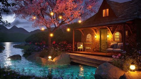 Cozy Cottage By The River Relaxing Stream And Night Sounds Relaxing