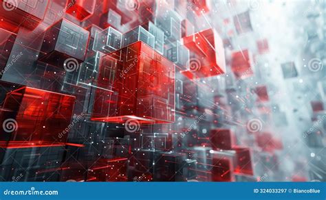 Abstract Digital Blocks In A Futuristic Red And Black Space With A Hightech Cyberpunk Vibe