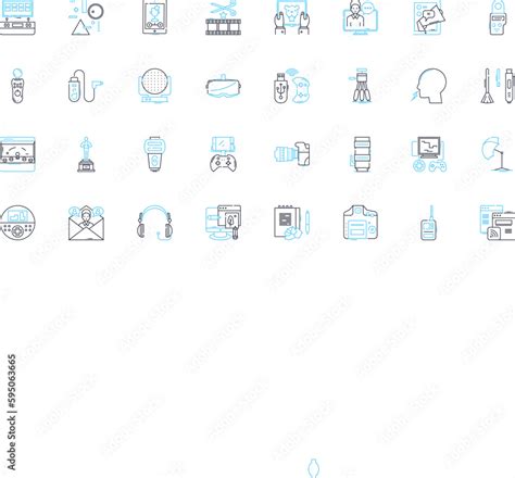 Graphic Design Linear Icons Set Typography Layout Hierarchy Vector Color Composition
