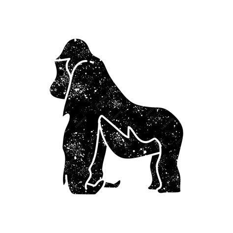 Premium Vector Black Hand Drawn Icon In Grunge Look Orangutan