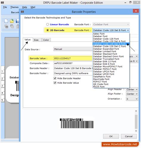 Databar Code 128 Set B Barcode Font HowToBarcode