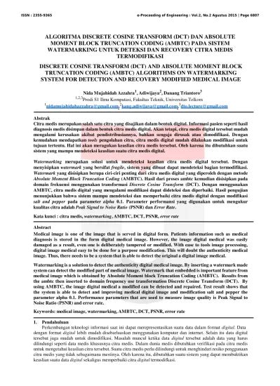 Algoritma Discrete Cosine Transform Dct Dan Absolute Moment Block