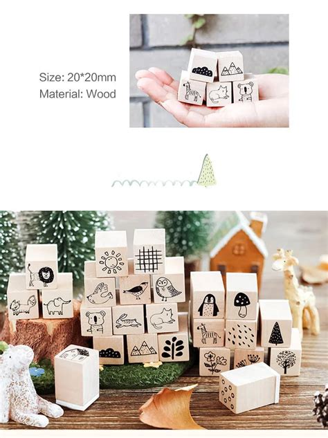 1 шт. маленькая лесная серия деревянная печать мультфильм милые ...