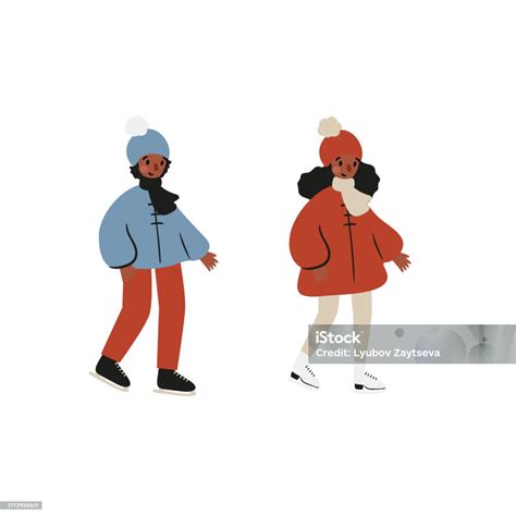 겨울 시즌 활동 일러스트 스키 스노우 보드 아이스 스케이팅 썰매 튜브 눈덩이 놀이 눈사람 만들기 눈 천사 벡터 클립 아트 만들기 플랫 스타일 이미지 세트 가족에 대한 스톡