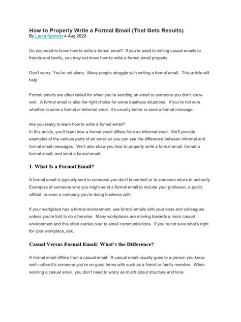 How To Properly Write A Formal Email Pdf