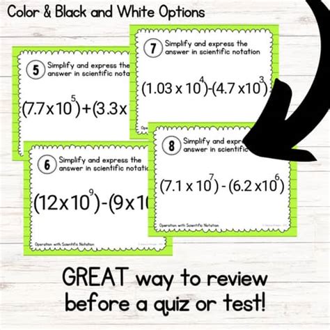 Operations With Scientific Notation Task Cards Addition And Subtraction
