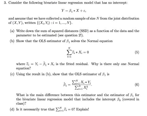 Solved 3. Consider the following bivariate linear regression | Chegg.com